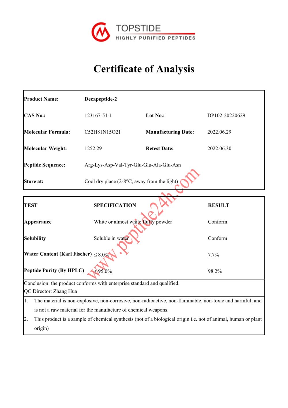 Decapeptide-2 - TOPSTIDE