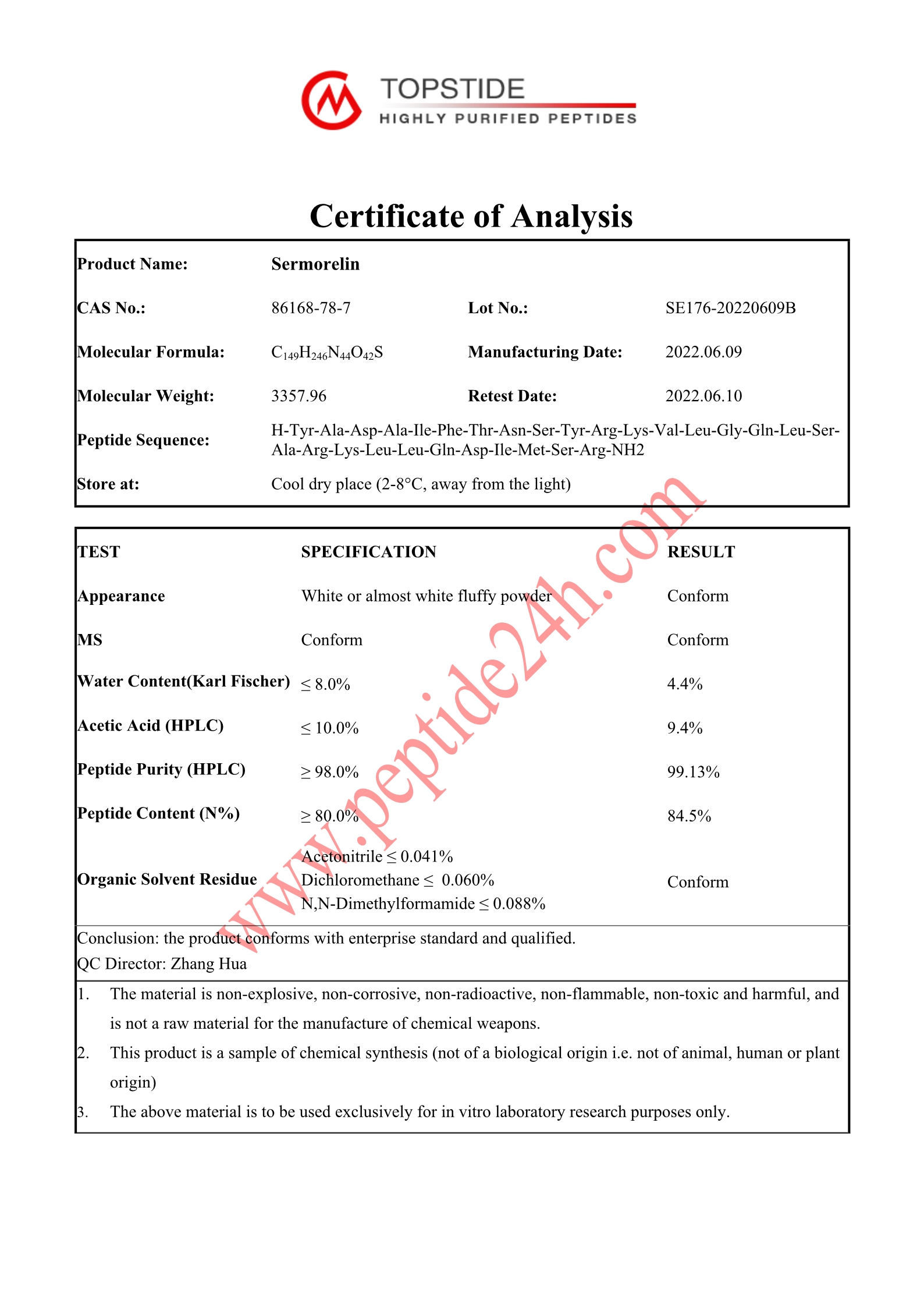 High Quality 5mg per vial Sermorelin Acetate weight loss peptide powder ...